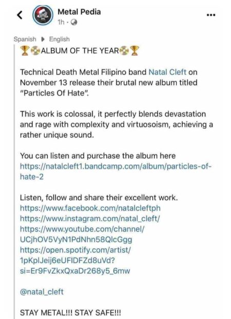Philippines Metal Act Natal Cleft New Album Out | Metalheads Forever ...